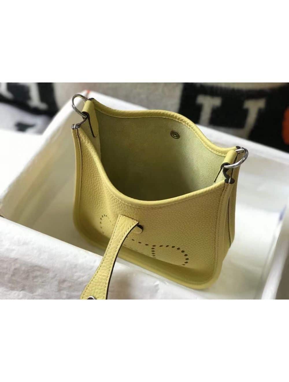 Hermes TPM " Evelyne III " - Jaune Clemence Leather Mini Bag