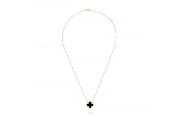 Replica Van Cleef Arpels Pure Alhambra Pendant Yellow Gold With Onyx - copy